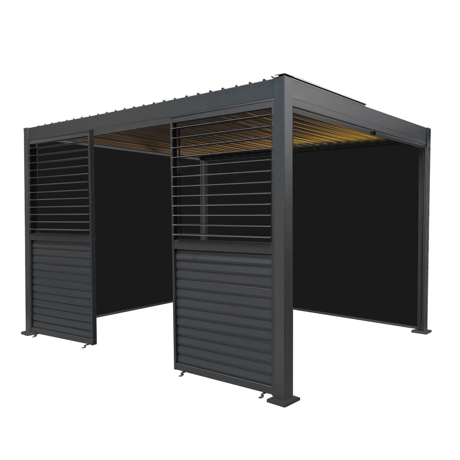 Aluminium Pergola With Anthracite Blinds, 2 x Side Panels & LED Lights ...