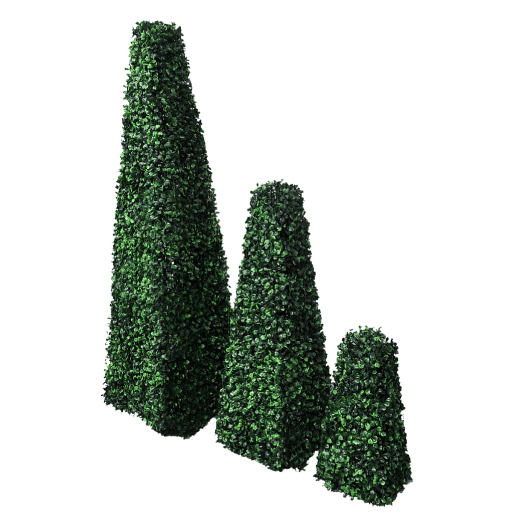 Set of 3 Artificial Boxwood Pyramid Topiary – Croft Home & Garden