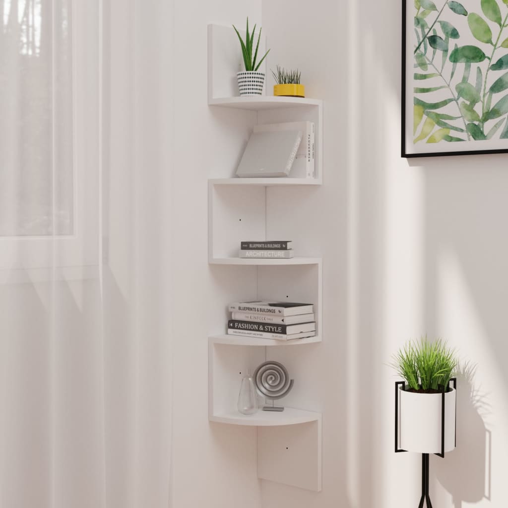 Wall Corner Shelf White 19x19x123 cm Engineered Wood – Croft Home & Garden