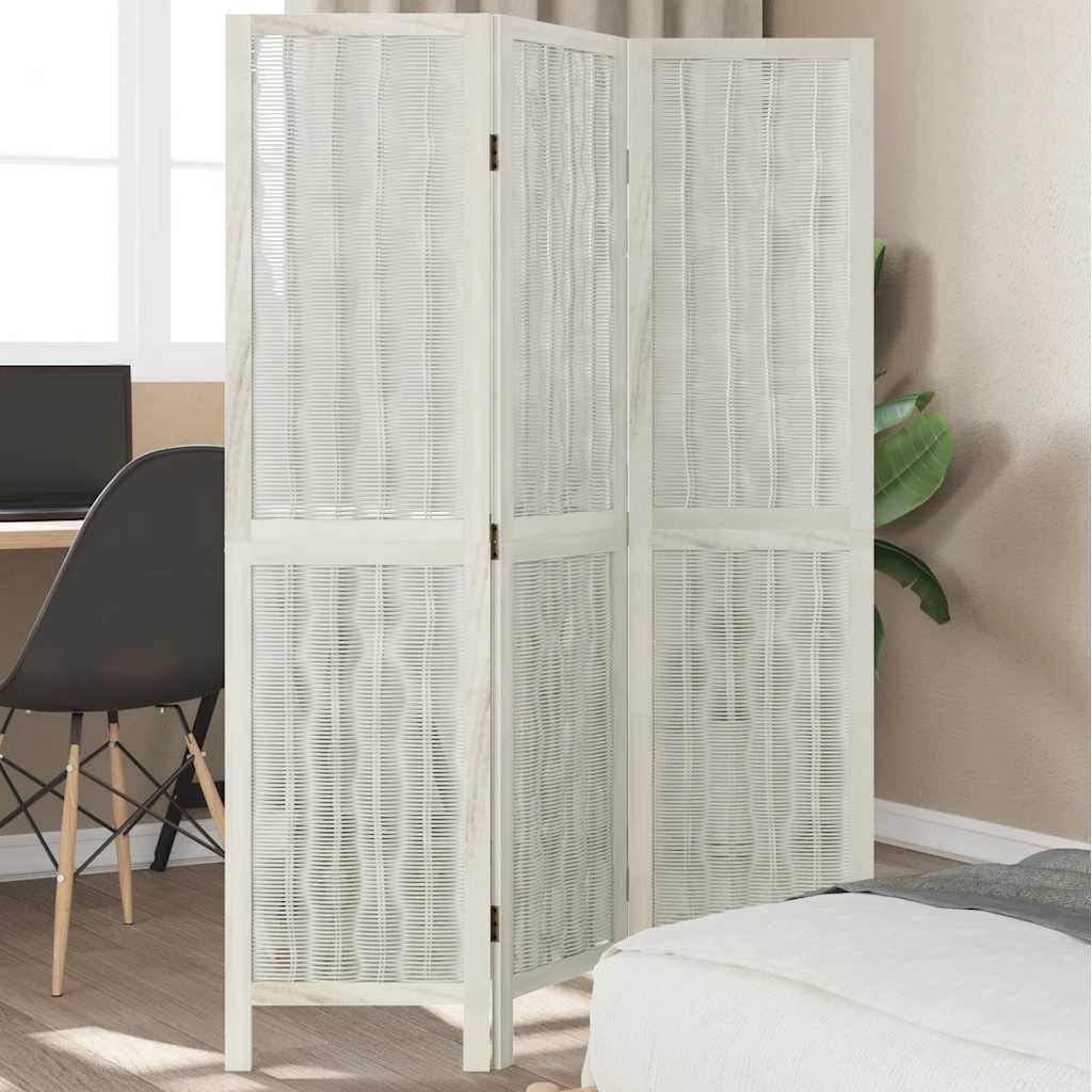 Room Divider 3 Panels White Solid Wood Paulownia – Croft Home & Garden