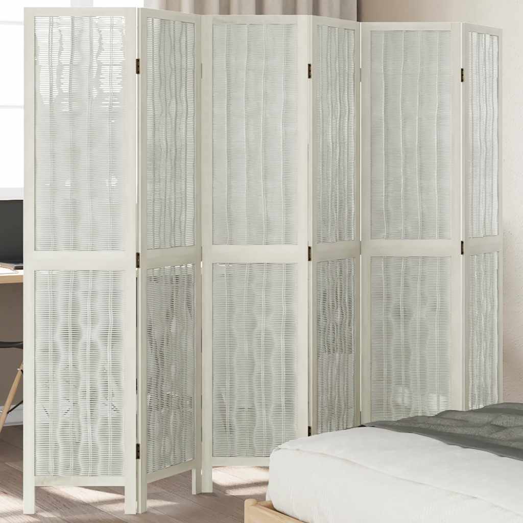 Room Divider 6 Panels White Solid Wood Paulownia – Croft Home & Garden