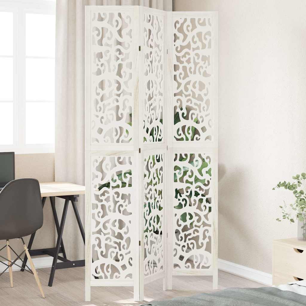 Room Divider 3 Panels White Solid Wood Paulownia – Croft Home & Garden