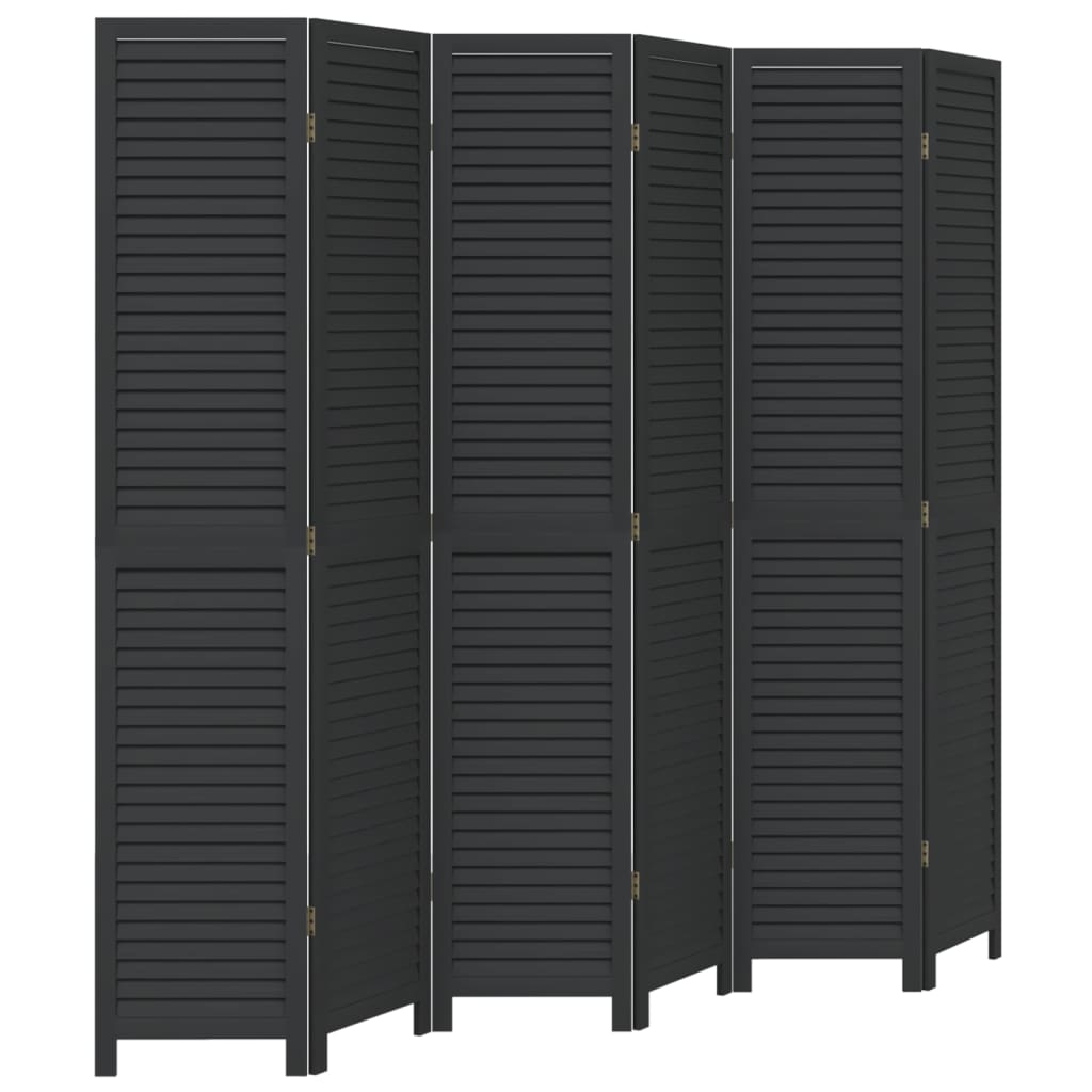 Room Divider 6 Panels Black Solid Wood Paulownia – Croft Home & Garden