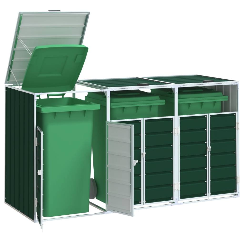 Wheelie Bin Storage for Triple Bins Green 216x81x115 cm Steel – Croft ...