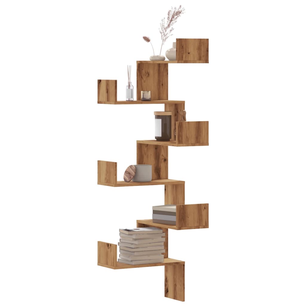 Wall Corner Shelf Artisian Oak 45x45x147 cm Engineered Wood – Croft ...