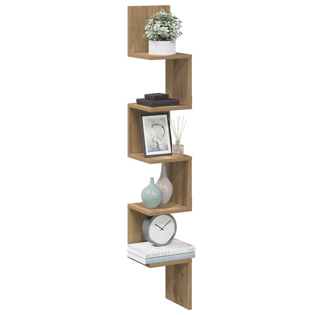 Wall Corner Shelf Artisan Oak 20x20x127.5 cm Engineered Wood – Croft ...