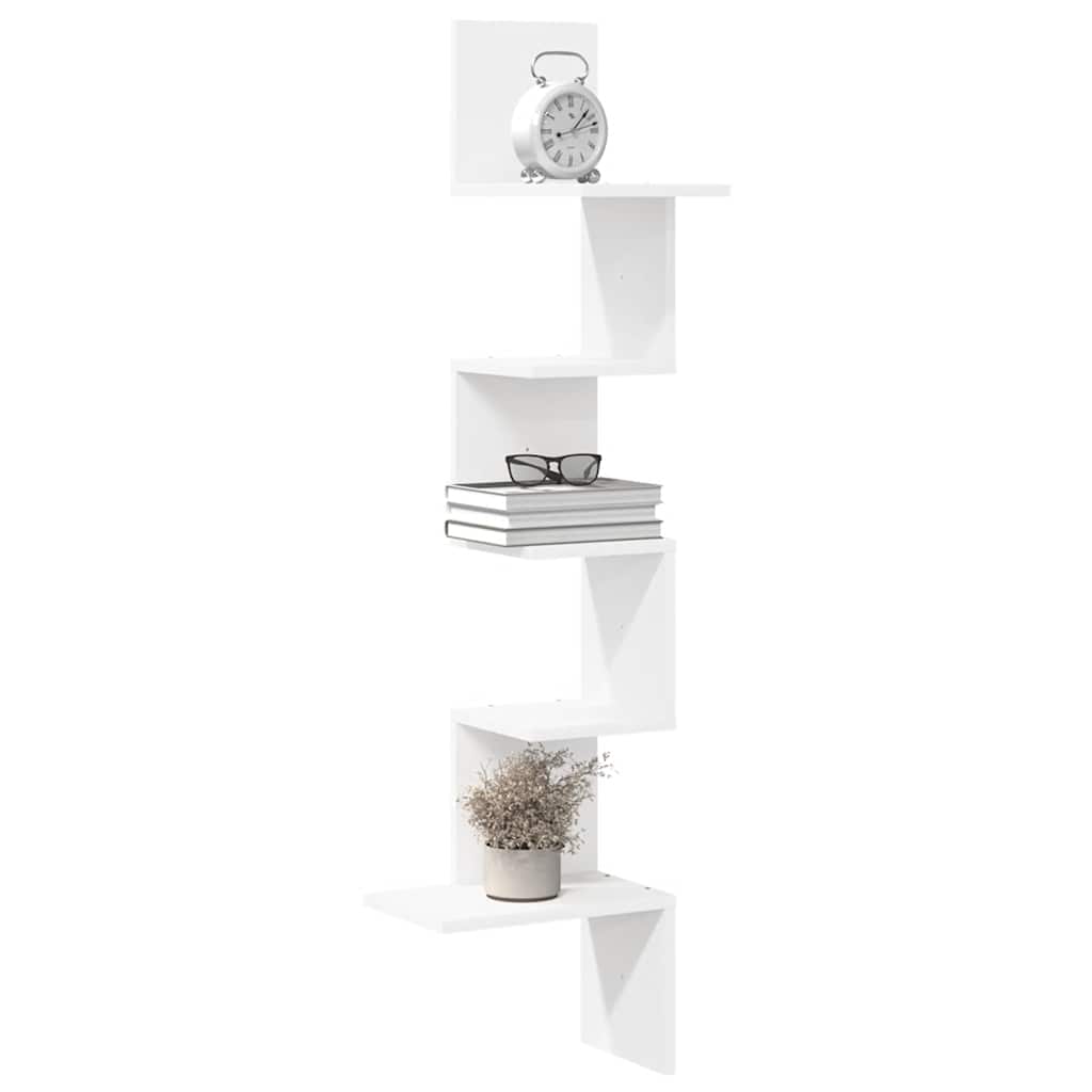 Wall Corner Shelf White 32x32x127,5 cm Engineered Wood – Croft Home ...