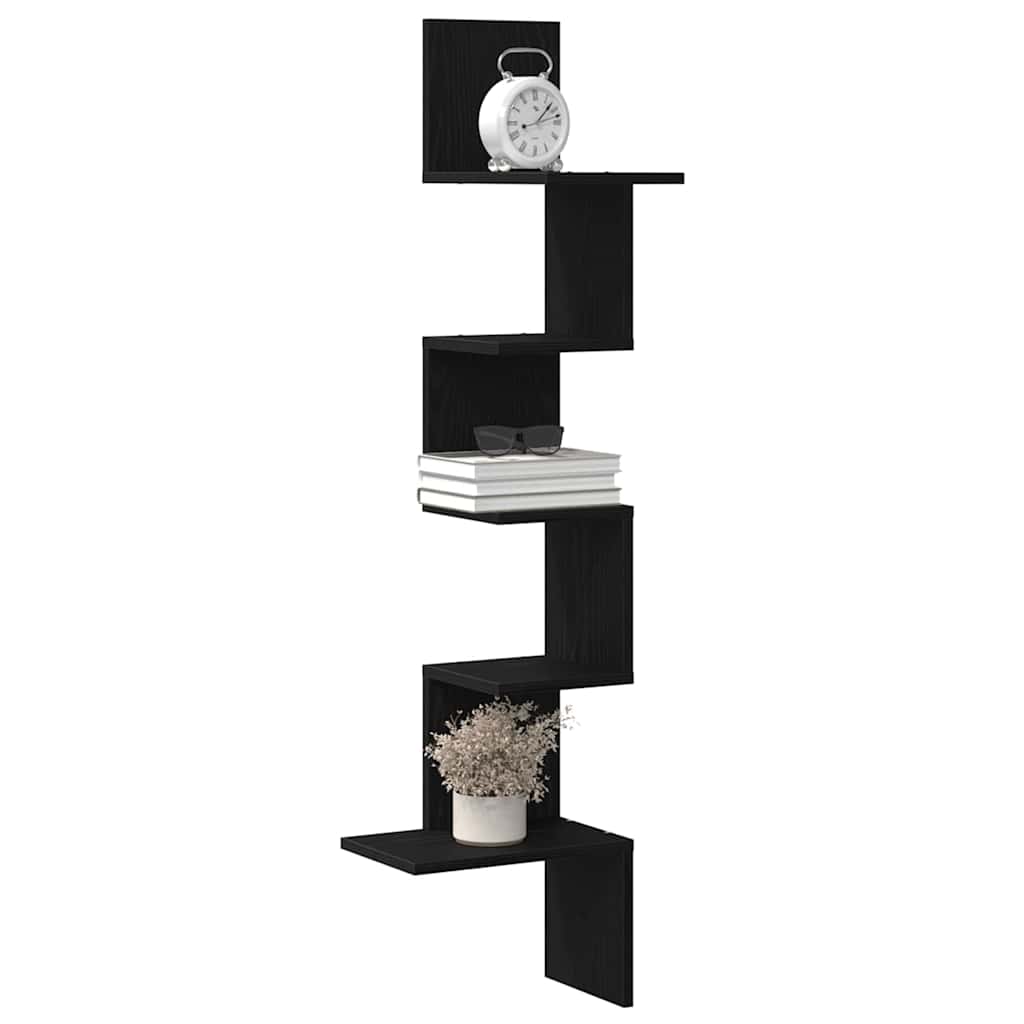Wall Corner Shelf Black 32x32x127,5 cm Engineered Wood – Croft Home ...