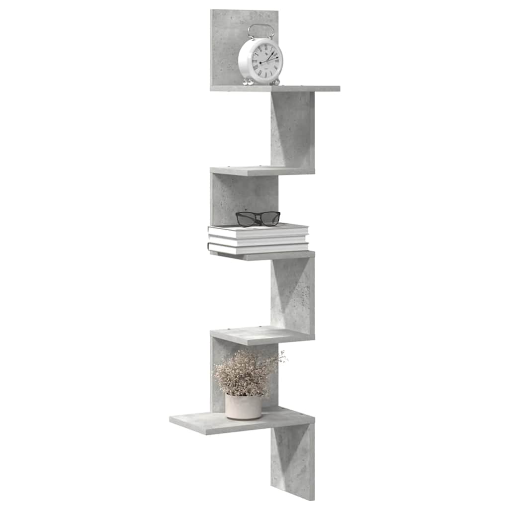 Wall Corner Shelf Concrete Grey 32x32x127,5 cm Engineered Wood – Croft ...