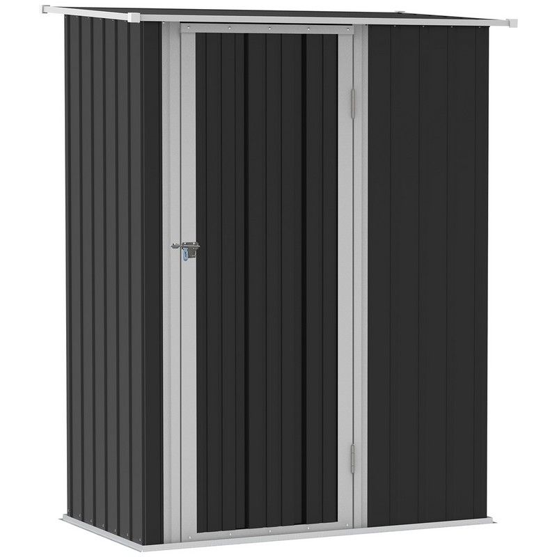 Galvanised 5 x 3' Single Door Pent Garden Store Lockable Steel Grey by ...