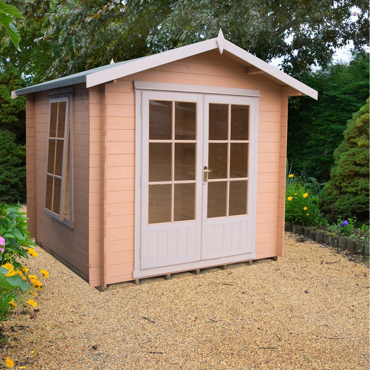 Shire Barnsdale 9' 9" x 9' 9" Apex Log Cabin - Premium 19mm Cladding ...