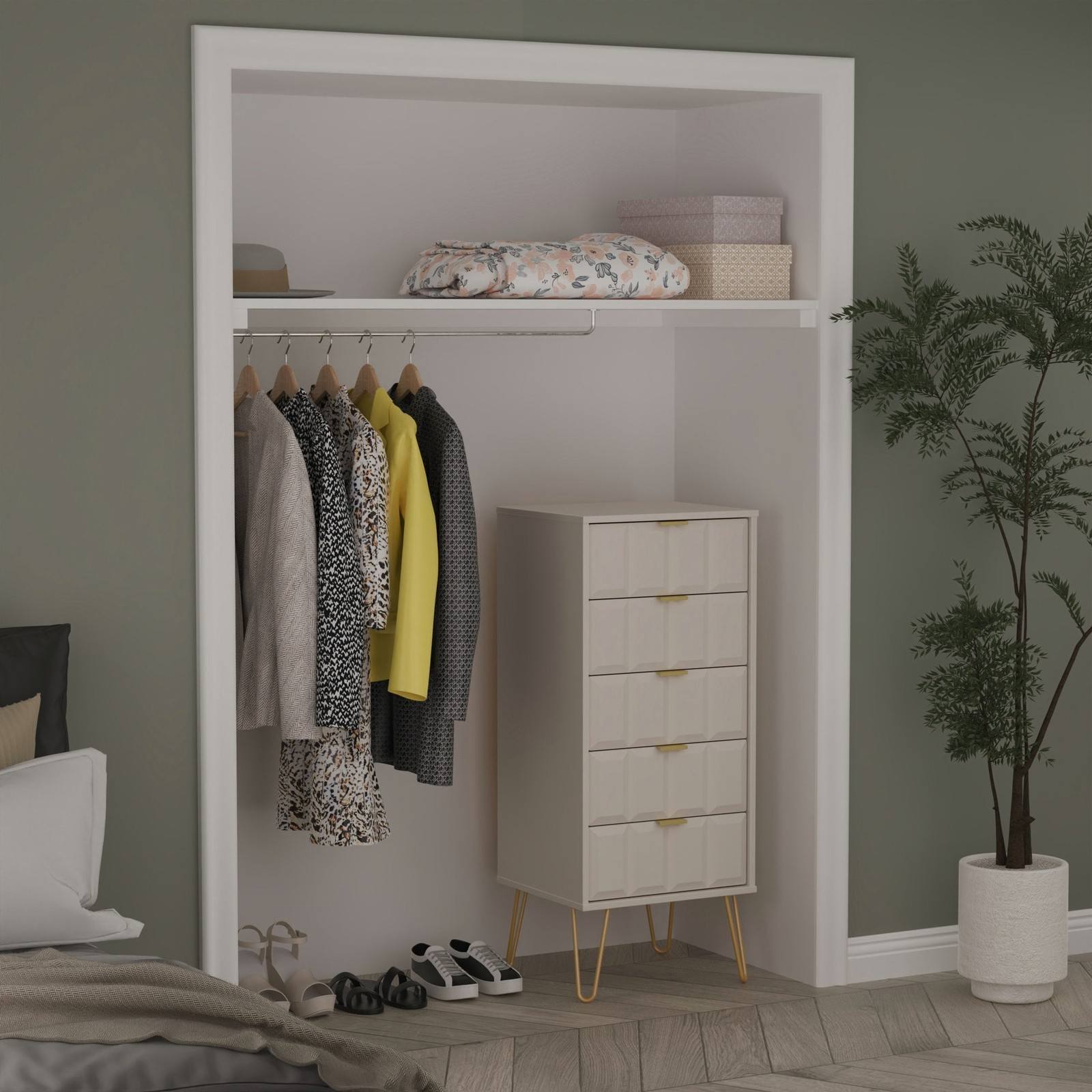 Cube Tall Tallboy Off-White 5 Drawers 109cm – Croft Home & Garden