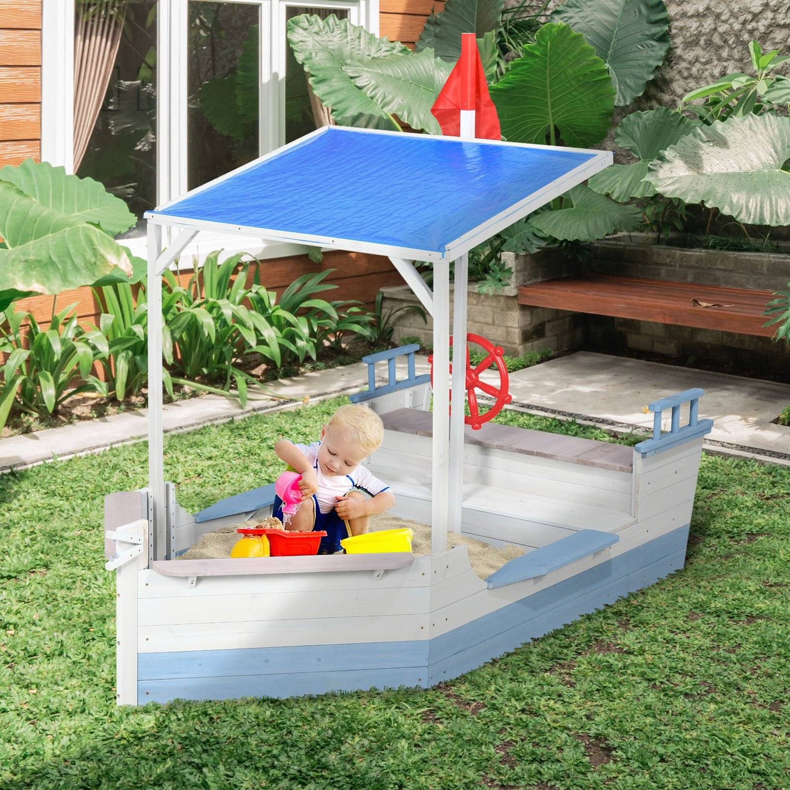 Kids Wooden Ship Sandpit – Croft Home & Garden