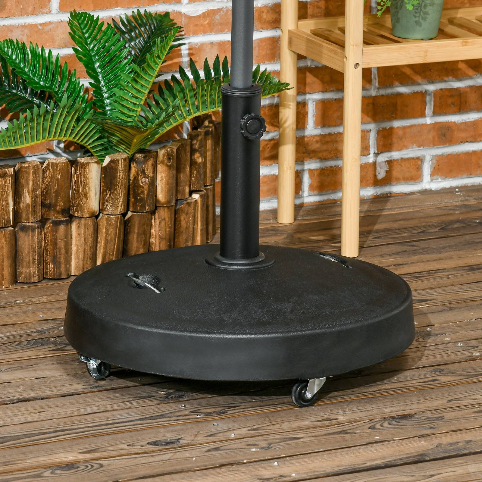 23.5kg Resin Garden Parasol Base with Wheels and Retractable Handles ...