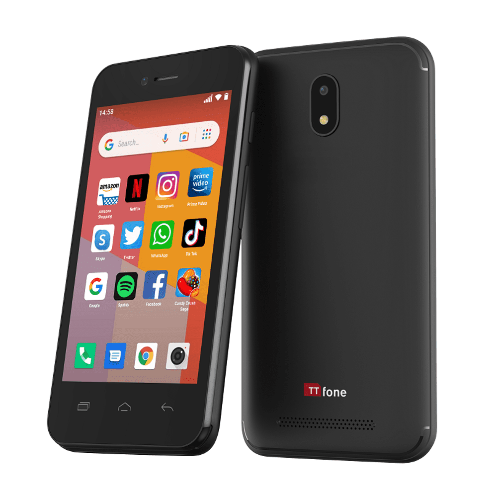 TTfone TT20 Black Smart 3G Dual Sim Mobile with Android GO - 8GB - 4 ...
