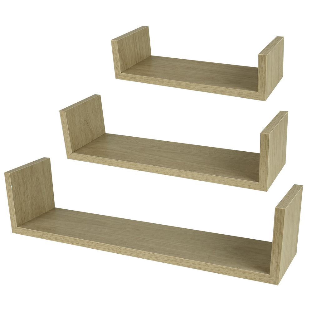 Floating Wooden Wall Shelves Shelf Corner Square Storage Display Home ...